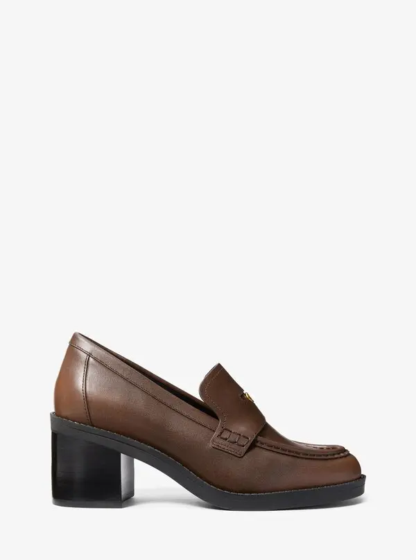 Michael Kors Jennings Burnished Leather Loafer Pump - Brown