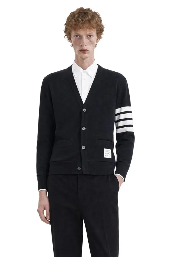 Thom Browne Loopback 4-bar Boat Cardigan - Blue