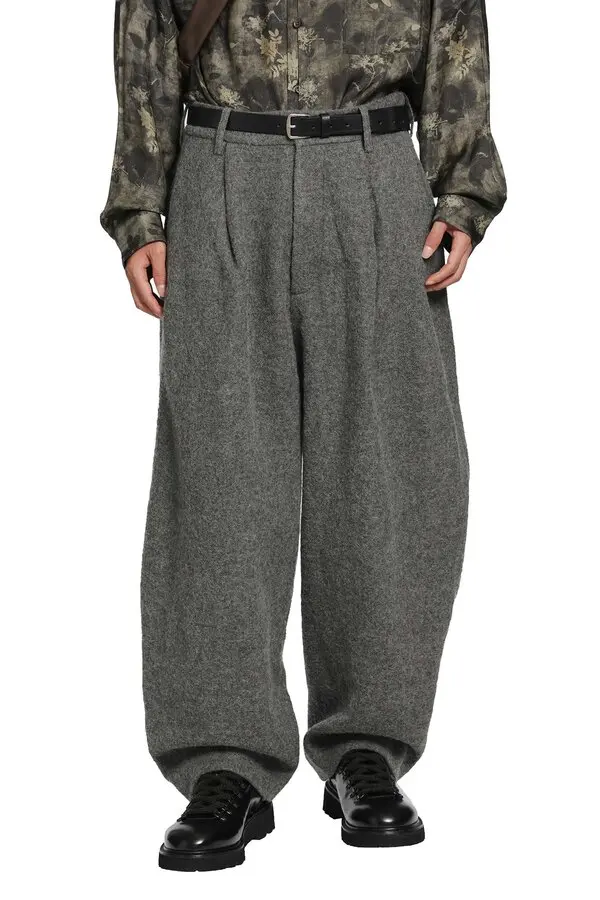 UMA WANG Felted Wool Wide Leg Trousers