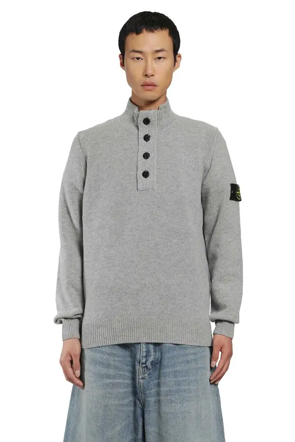 Stone Island Lambswool Half-zip Sweater With Compass Badge