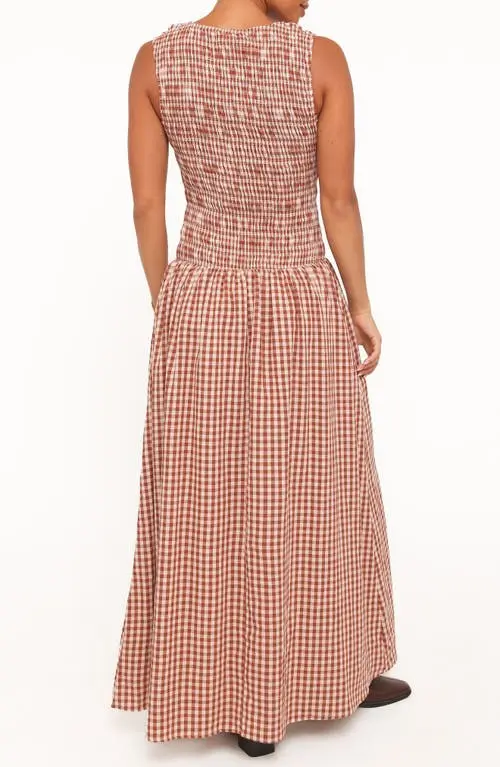 PETAL & PUP Maleny Gingham Smocked Maxi Dress