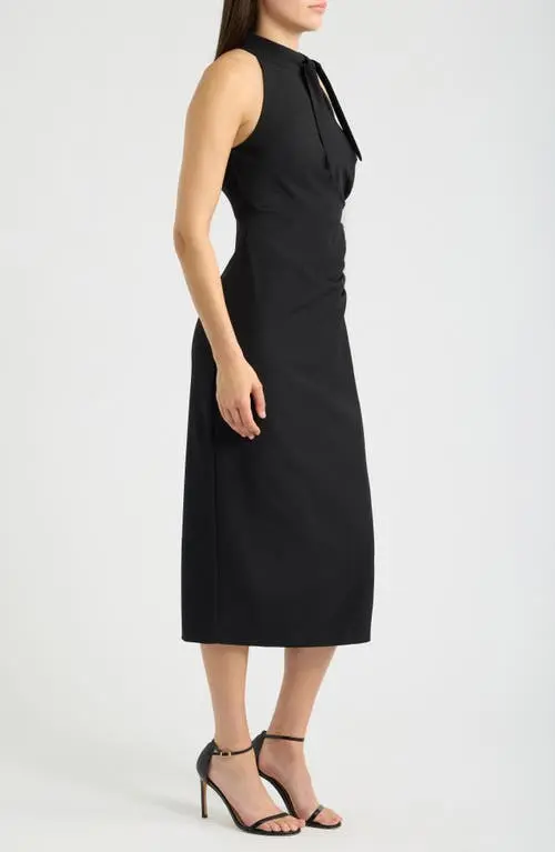 Vince Camuto Laguna Pleated Tie Neck Sleeveless Sheath