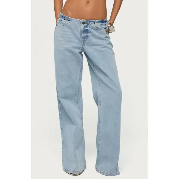 EDIKTED Veya Low Rise Baggy Jeans - Light-blue-washed