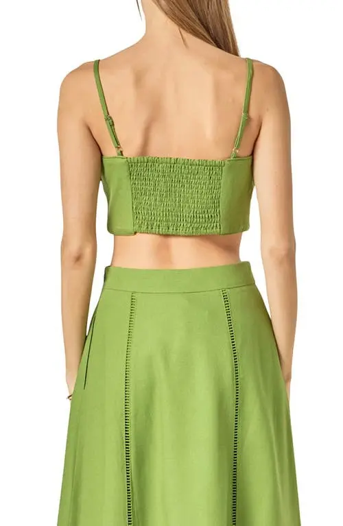 English Factory Embroidered Palm Crop Top