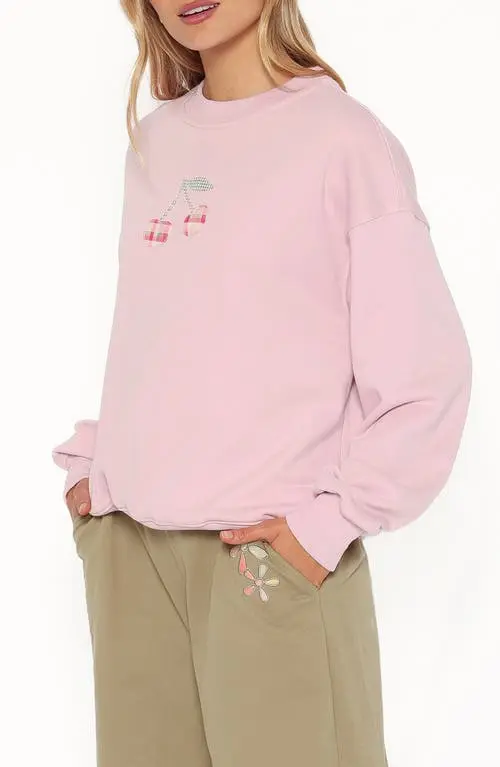 PETAL & PUP Cayley Patchwork Sweatshirt With Cherry Applique