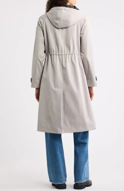 Bernardo Hooded Raincoat With Drawstring Waist - Ash Grey