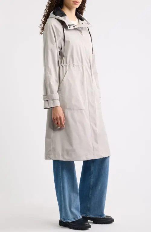 Bernardo Hooded Raincoat With Drawstring Waist - Ash Grey
