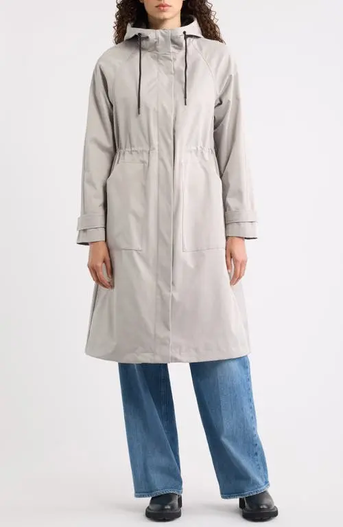 Bernardo Hooded Raincoat With Drawstring Waist - Ash Grey