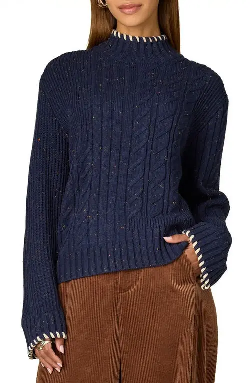 Wit & Wisdom Cable Stitch Mock Neck Sweater