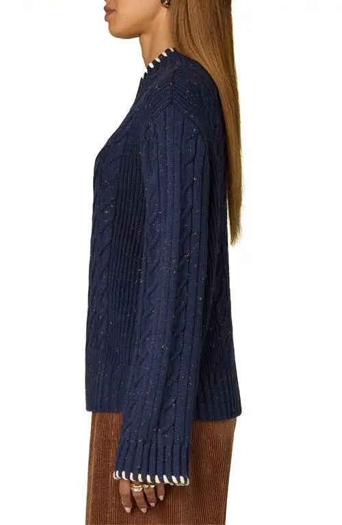 Wit & Wisdom Cable Stitch Mock Neck Sweater