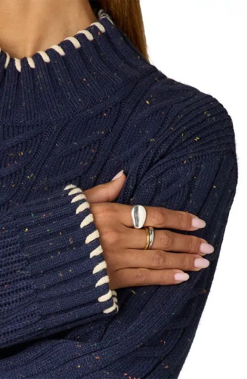 Wit & Wisdom Cable Stitch Mock Neck Sweater