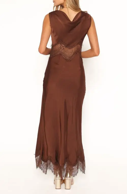 PETAL & PUP Belmont Lace Trim Satin Midi Dress