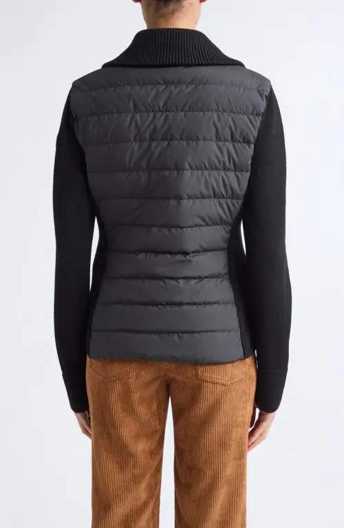 Moncler Mixed Media Quilted Zip Puffer Cardigan - Black
