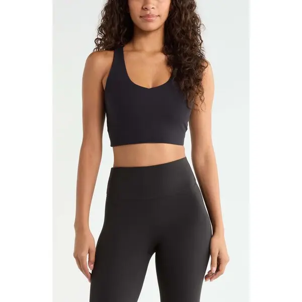 Zella Studio Luxe Essential Racerback Sports Bra - Black