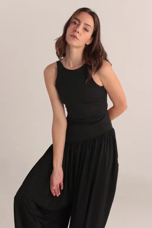 TRISKEL Astral Comfort Flow Jumpsuit With Open Back And Adjustable Hem