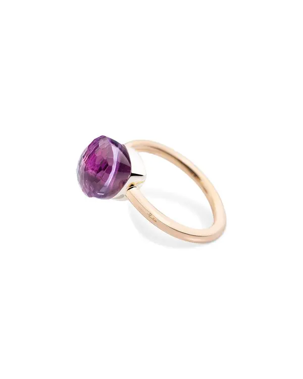 Pomellato 18k White & Rose Gold Nudo Amethyst Cushion Petite Solitaire Ring