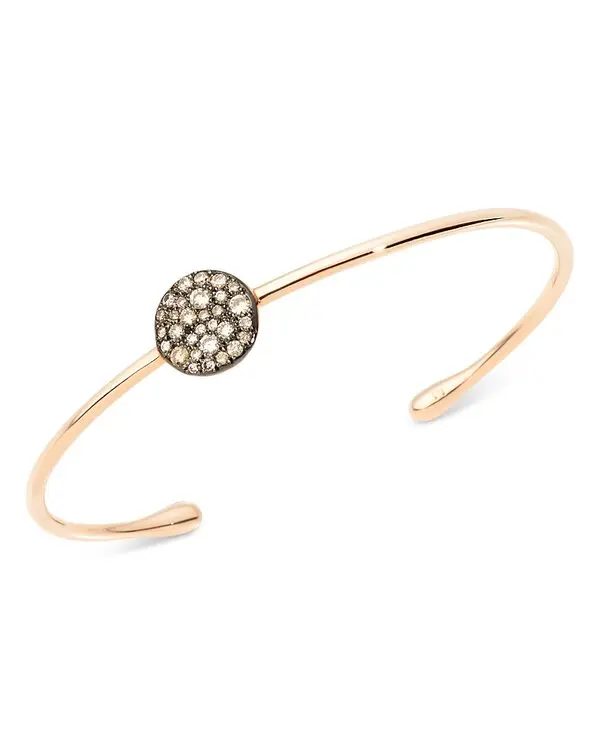 Pomellato 18k Rose Gold Sabbia Diamond Cluster Cuff Bracelet - Brown
