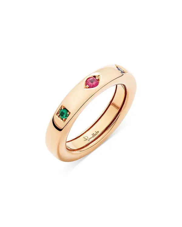 Pomellato 18k Rose Gold Iconica Three Stone Geometric Set Band - Multi