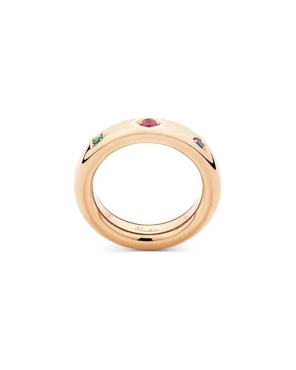 Pomellato 18k Rose Gold Iconica Three Stone Geometric Set Band