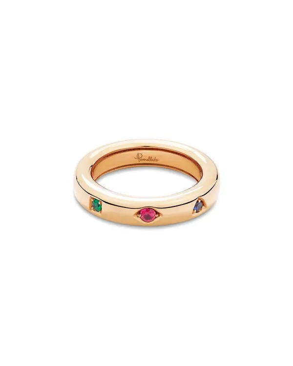 Pomellato 18k Rose Gold Iconica Three Stone Geometric Set Band
