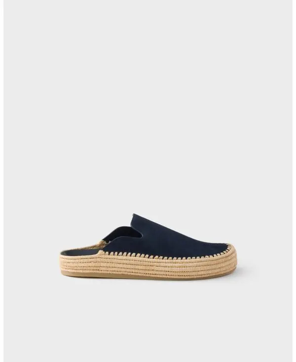 Prada Suede Woven Detail Mules