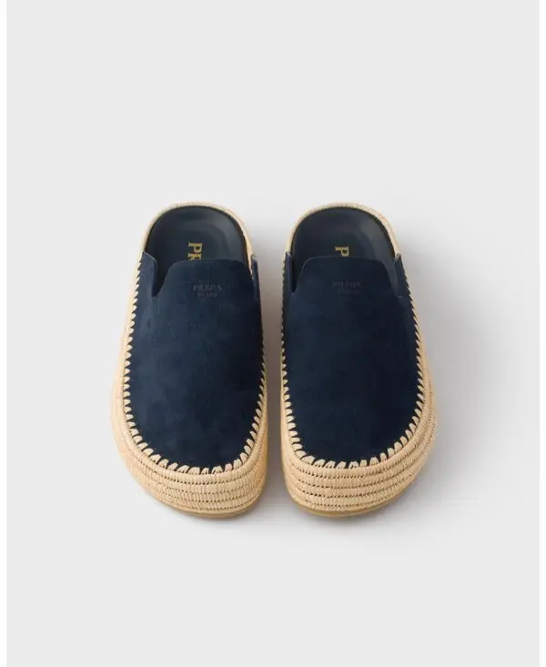 Prada Suede Woven Detail Mules