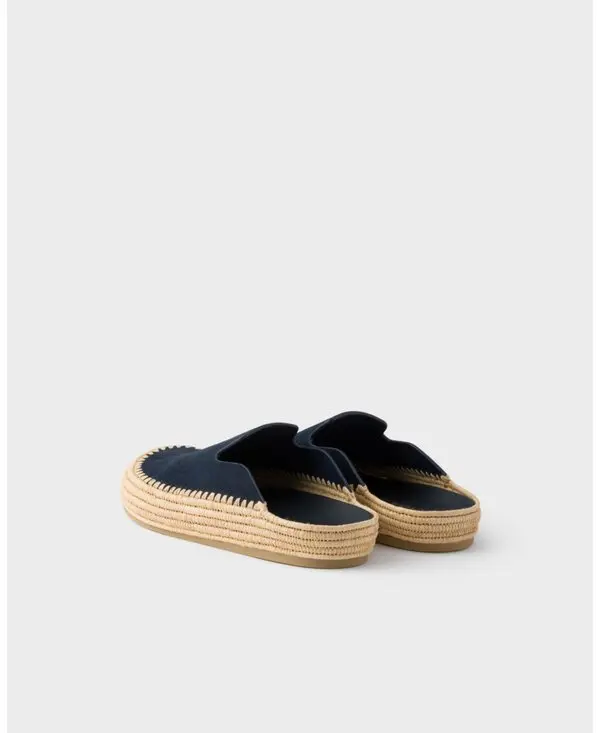 Prada Suede Woven Detail Mules