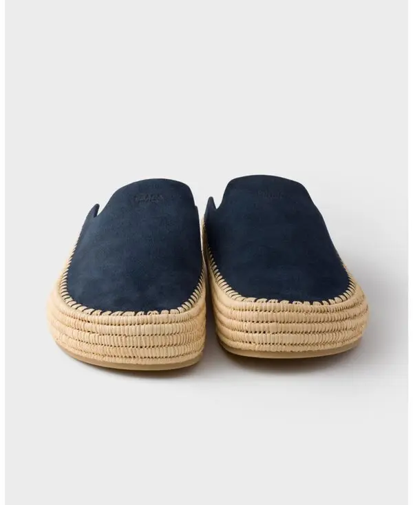 Prada Suede Woven Detail Mules