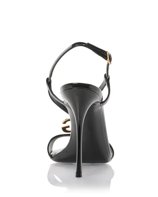 Dolce & Gabbana Patent Leather Strappy High Heel Sandals With Dg Logo