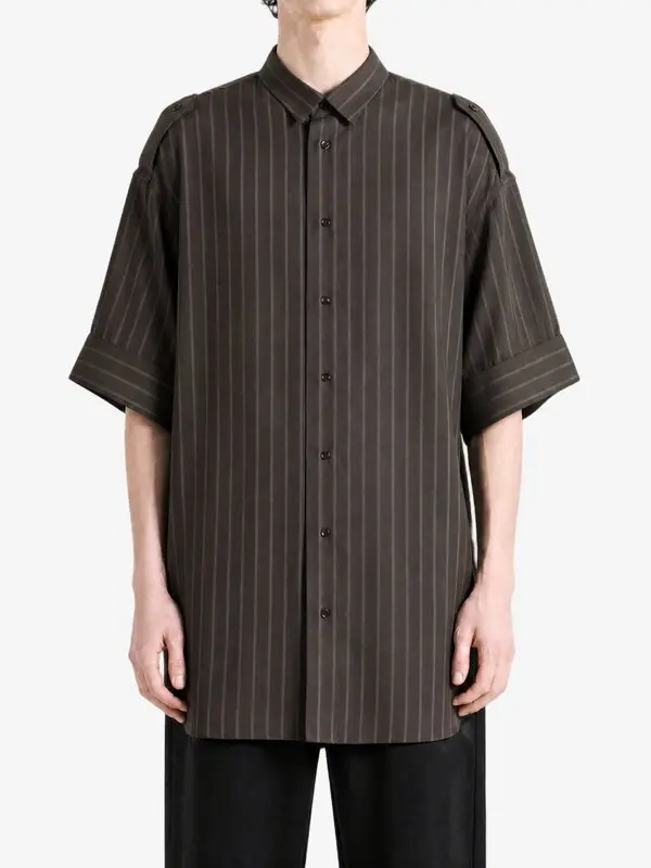 OMAR AFRIDI Vertical-stripe Epaulette Shirt