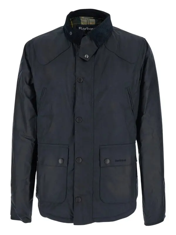 Barbour Waxed Jacket With Corduroy Collar - Navy
