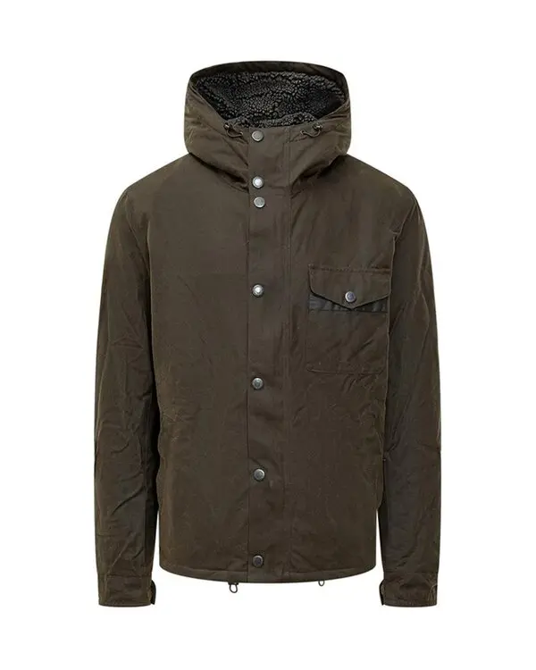 BARBOUR INTERNATIONAL Waxed Cotton Hooded Jacket - Olive