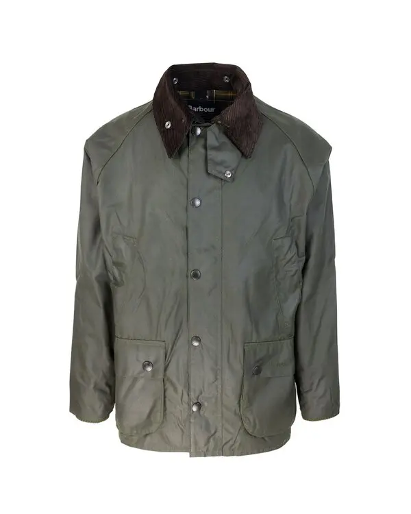 Barbour Waxed Cotton Field Jacket With Corduroy Collar
