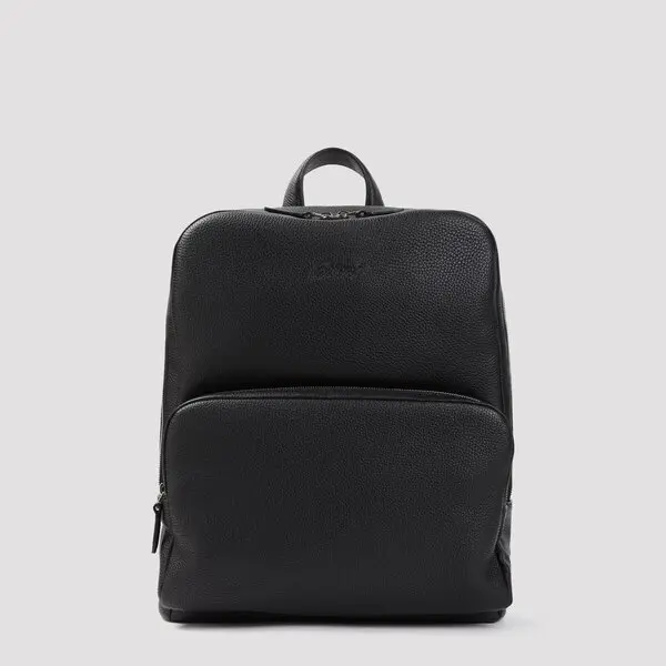Brioni Zip-around Leather Backpack With Structured Grain, 31 X 39 X 13 Cm
