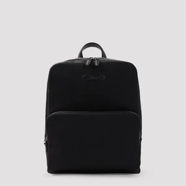 Brioni Leather Trim Cotton Zip-around Backpack