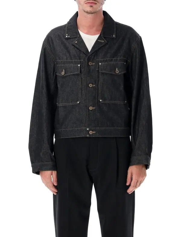 LEMAIRE Studded Denim Trucker Jacket - Slate