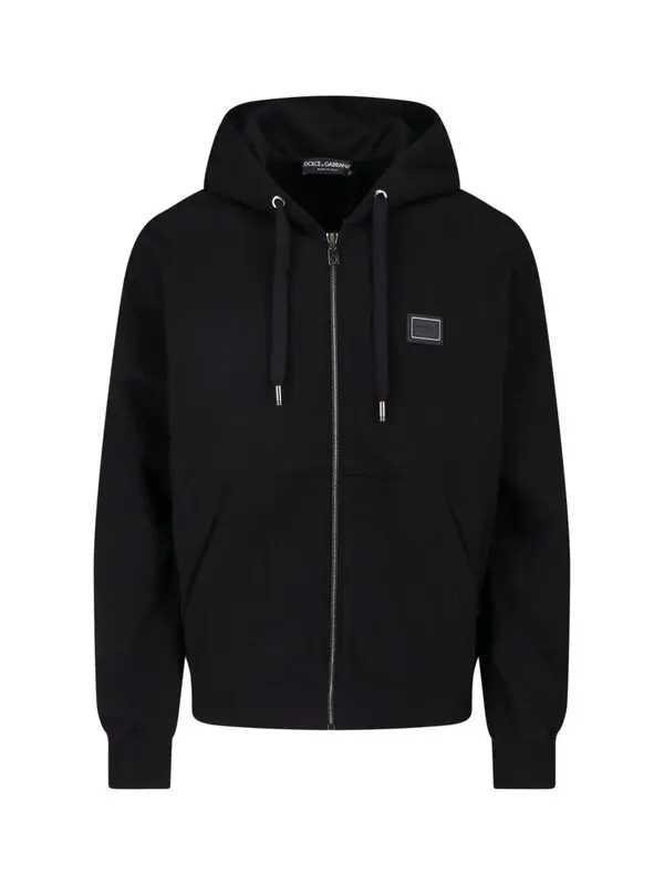 Dolce & Gabbana Zip-up Cotton Hoodie - Black