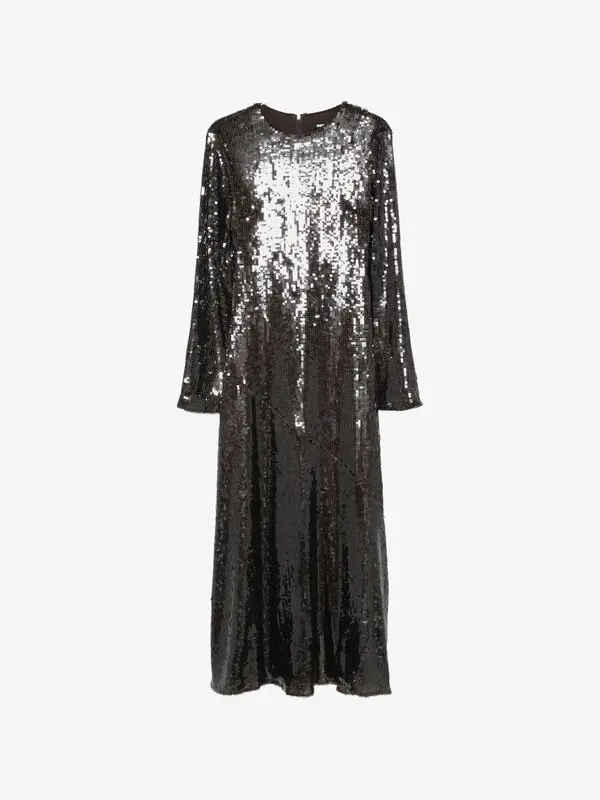 ROTATE BY BIRGER CHRISTENSEN Long Sleeve Sequin Maxi Dress - Marrone