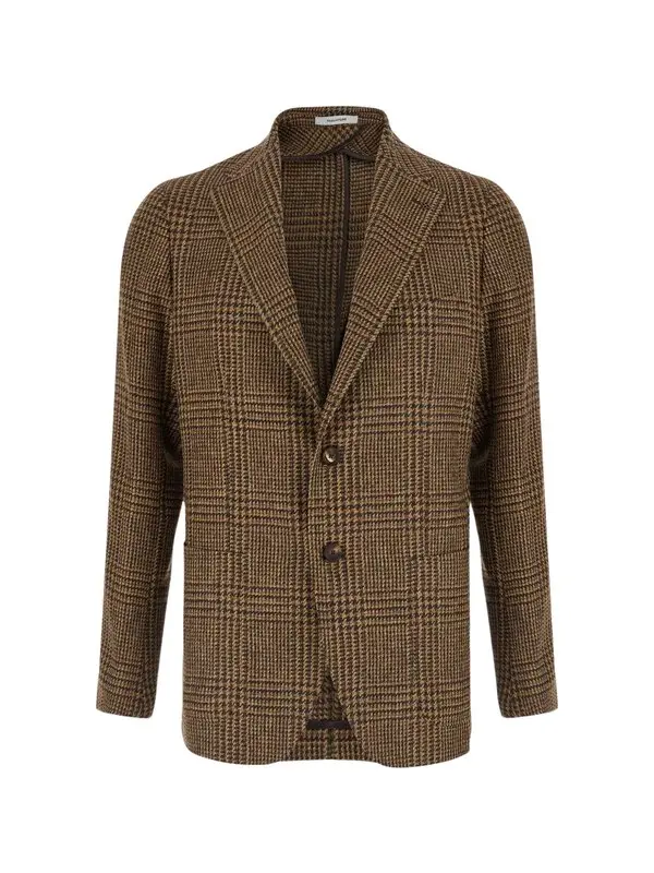 Tagliatore Textured Wool-cashmere Blazer With Front Button Closure And Patch Pockets