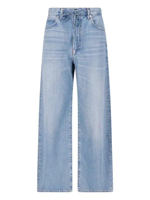 FRAME High-rise Wide-leg Jeans In Washed Denim - Light Blue