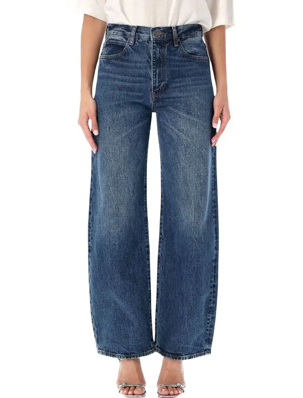 FRAME High-rise Wide-leg Jeans - Mid Blue