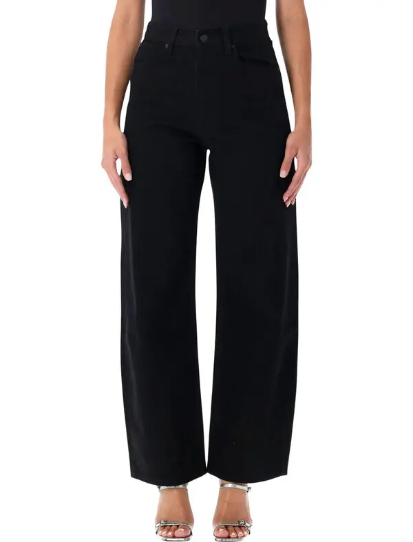 FRAME High-rise Wide-leg Jeans In Washed Denim - Nero