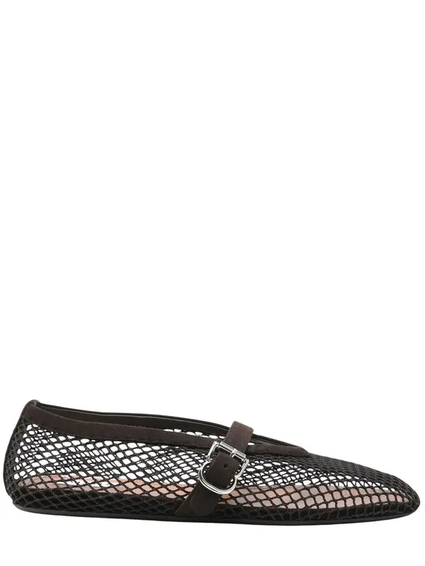Alaïa Mesh Ballerina Flats With Suede Strap - Brown