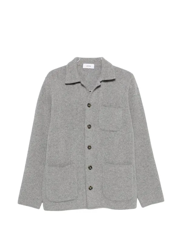 LARDINI Button-front Knit Overshirt - Grey