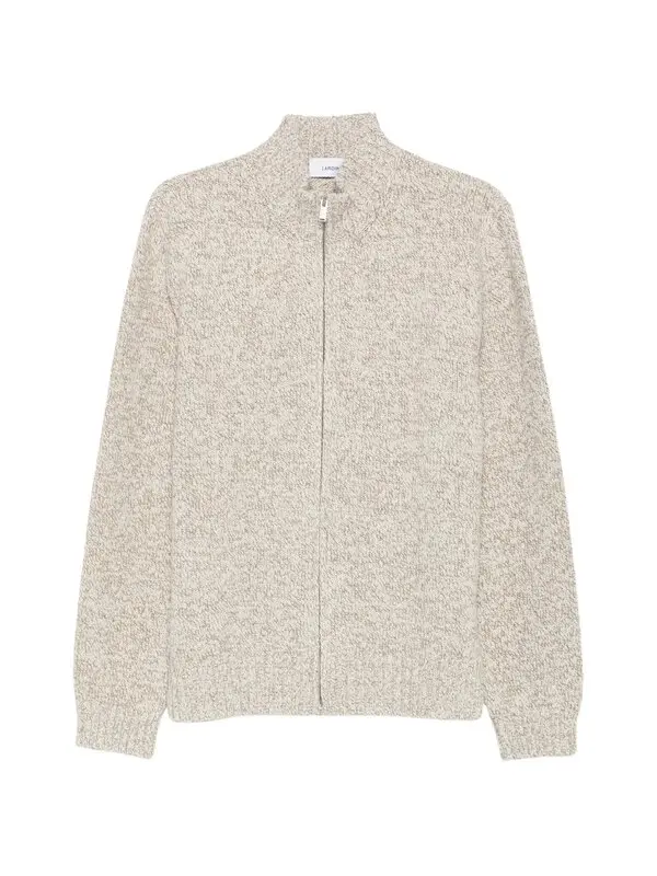 LARDINI Wool-blend Zip-up Sweater - Beige