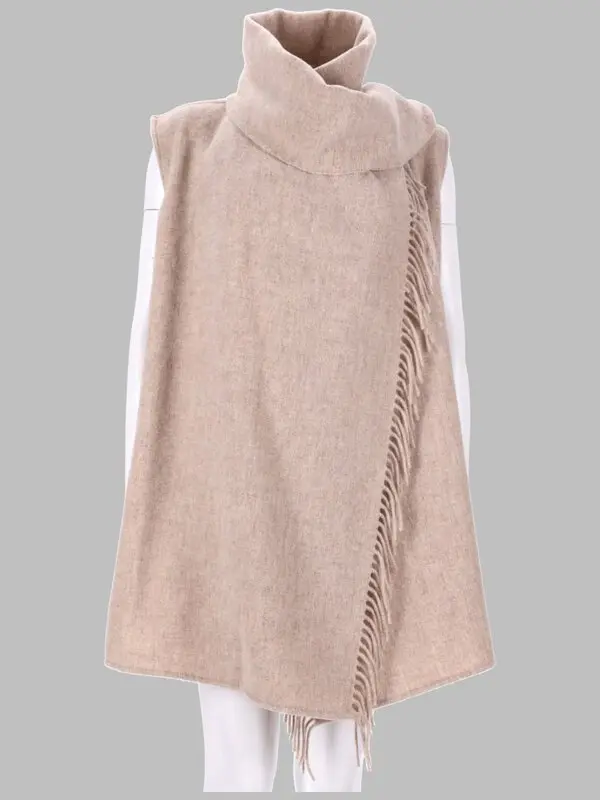 Fabiana Filippi Wool Gilet With Scarf Detail And Fringe - Pink