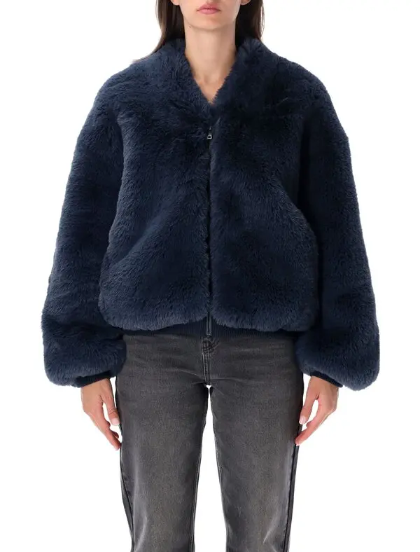 THE FRANKIE SHOP Faux Fur Zip-front Jacket - Blu