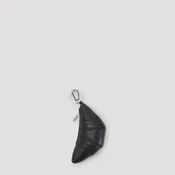 LEMAIRE Mini Croissant Leather Keyring - Black