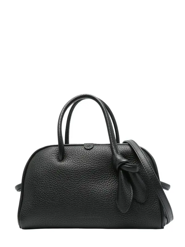 Jacquemus Small Leather Turismo Handbag With Knot Detail And Zip Closure - Black