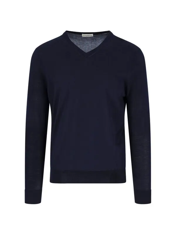 BALLANTYNE 100% Cashmere V-neck Sweater - Blue
